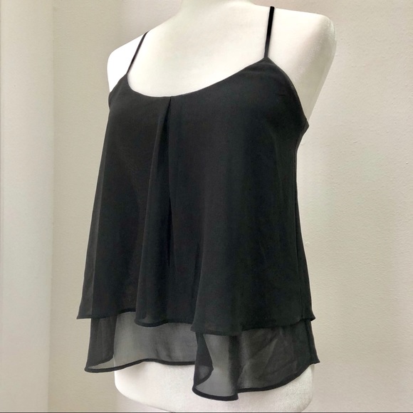 Bershka | Tops | Bershka Black Sheer Layered Crop Top Spaghetti Straps ...